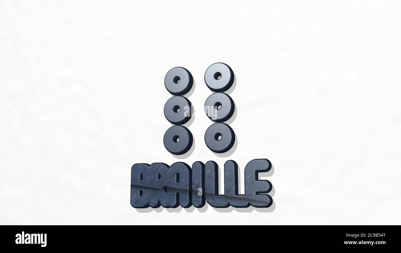 DISABILITY BRAILLE made by 3D illustration of a shiny metallic ...