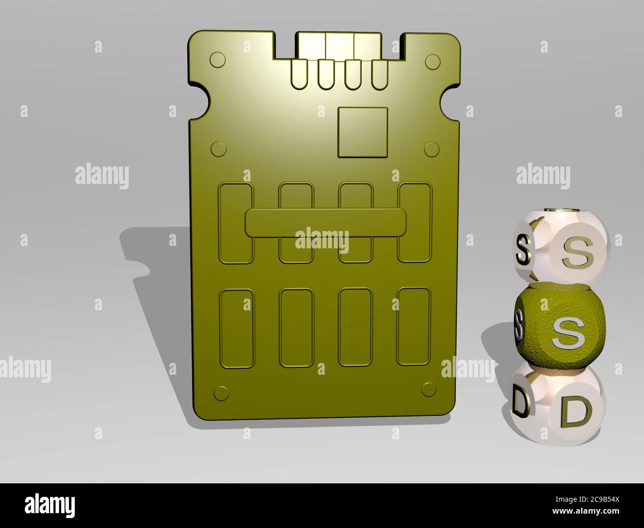 3D graphical image of SSD vertically along with text built around the ...