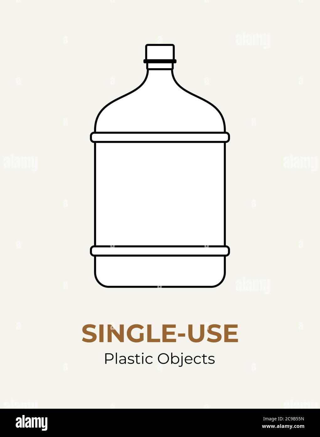 Single-use plastic big bottle. Vector illustration of recycling plastic ...