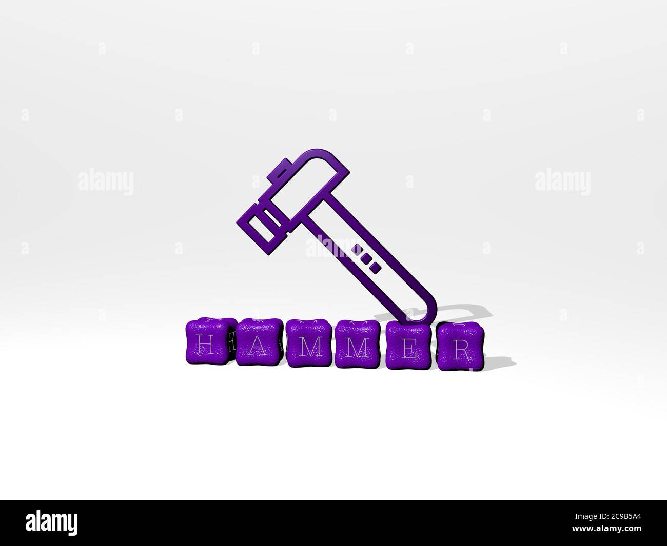 3D graphical image of hammer vertically along with text built by ...