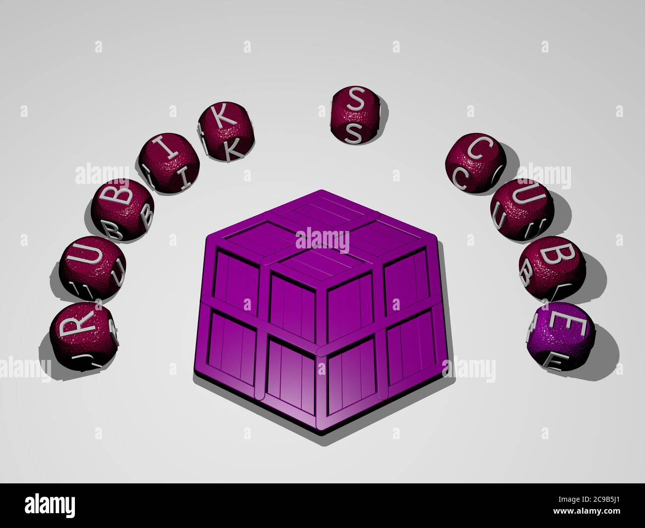 3D graphical image of RUBIK S CUBE vertically along with text built ...