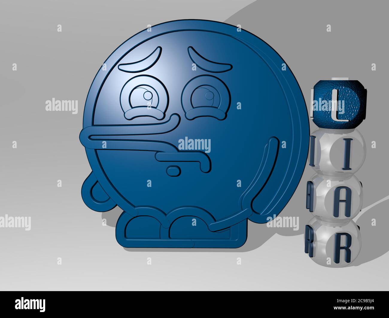 3D representation of liar with icon on the wall and text arranged by ...
