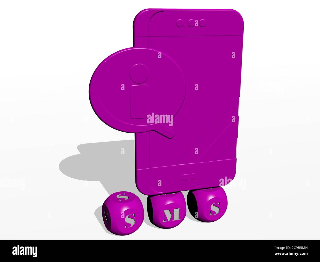 3D graphical image of sms vertically along with text built by metallic ...