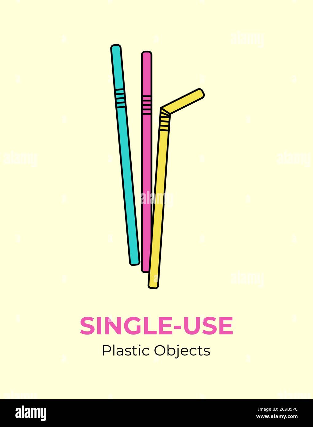 Plastic color straws. Vector illustration single-use recycling plastic ...