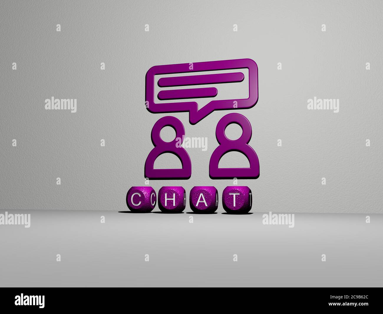3D graphical image of chat vertically along with text built by metallic ...