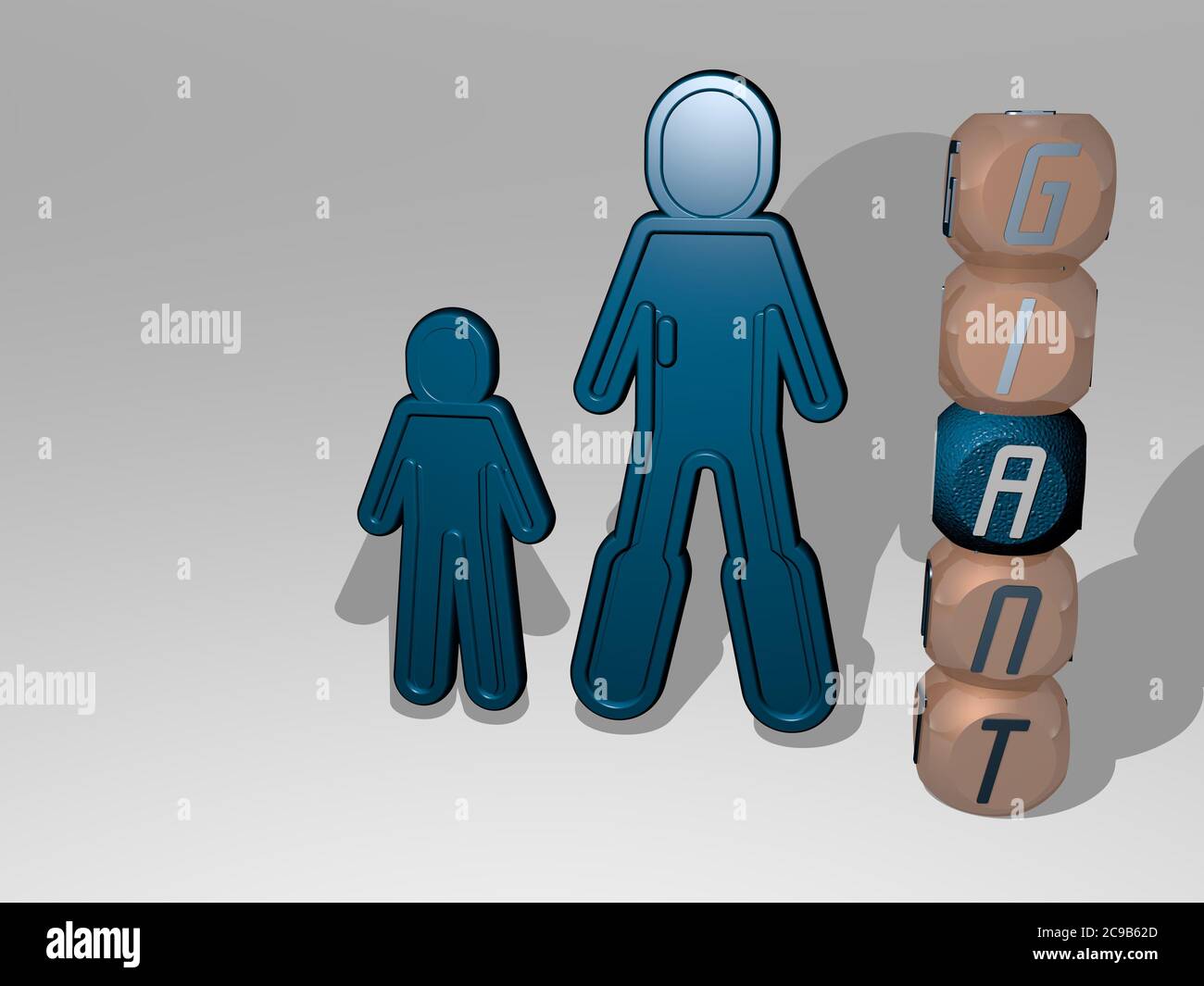 3D representation of giant with icon on the wall and text arranged by ...
