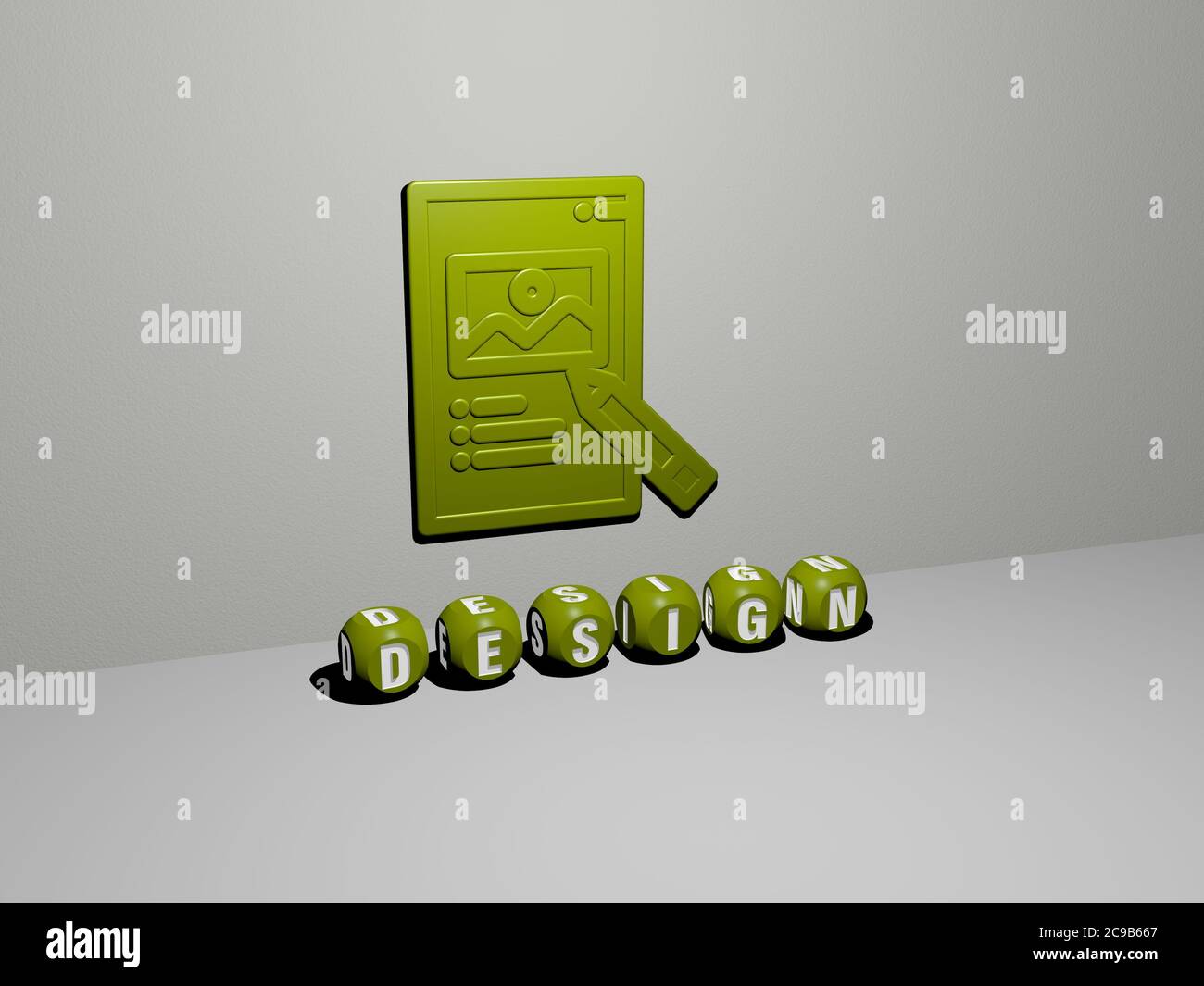 3D graphical image of DESIGN vertically along with text built by ...