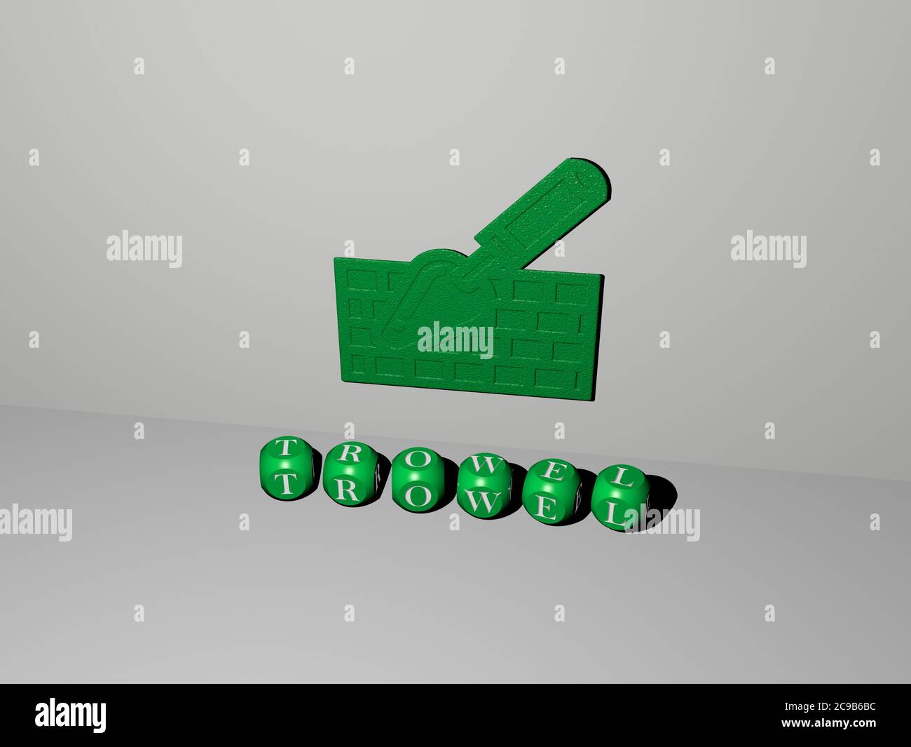 3D graphical image of trowel vertically along with text built by ...