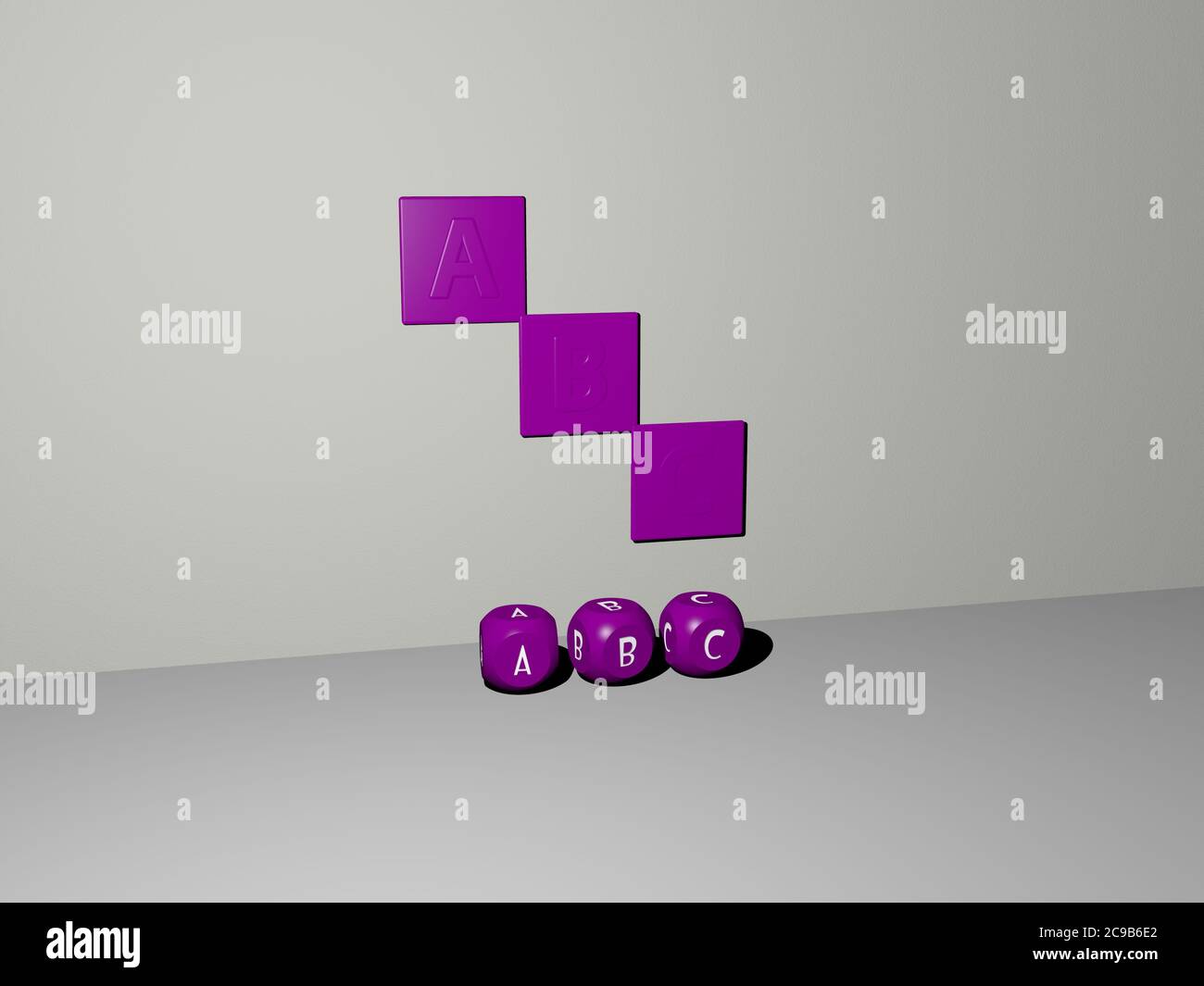 3D representation of abc with icon on the wall and text arranged by ...