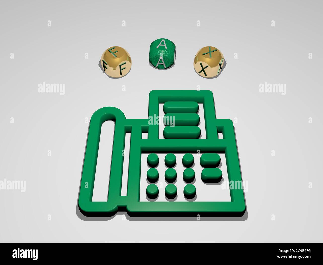 3D representation of FAX with icon on the wall and text arranged by ...