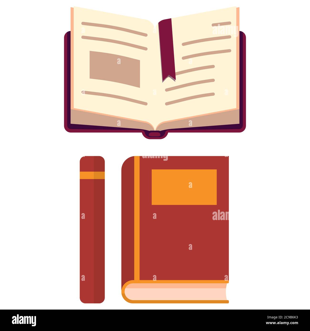 Open book with bookmark sticker set on white isolated backdrop. Diary ...