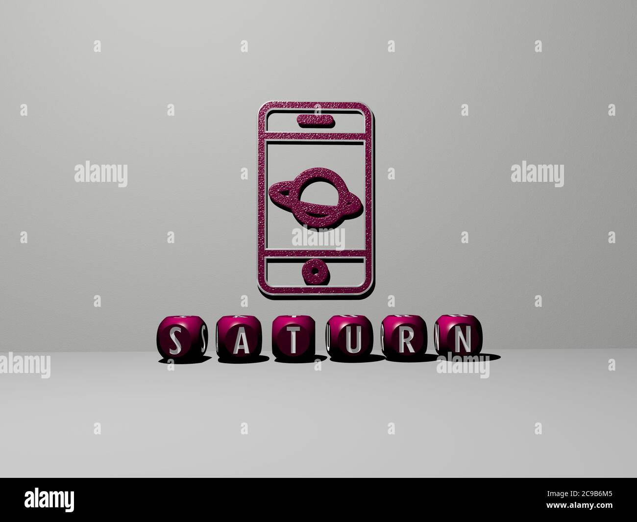 3D graphical image of SATURN vertically along with text built by ...