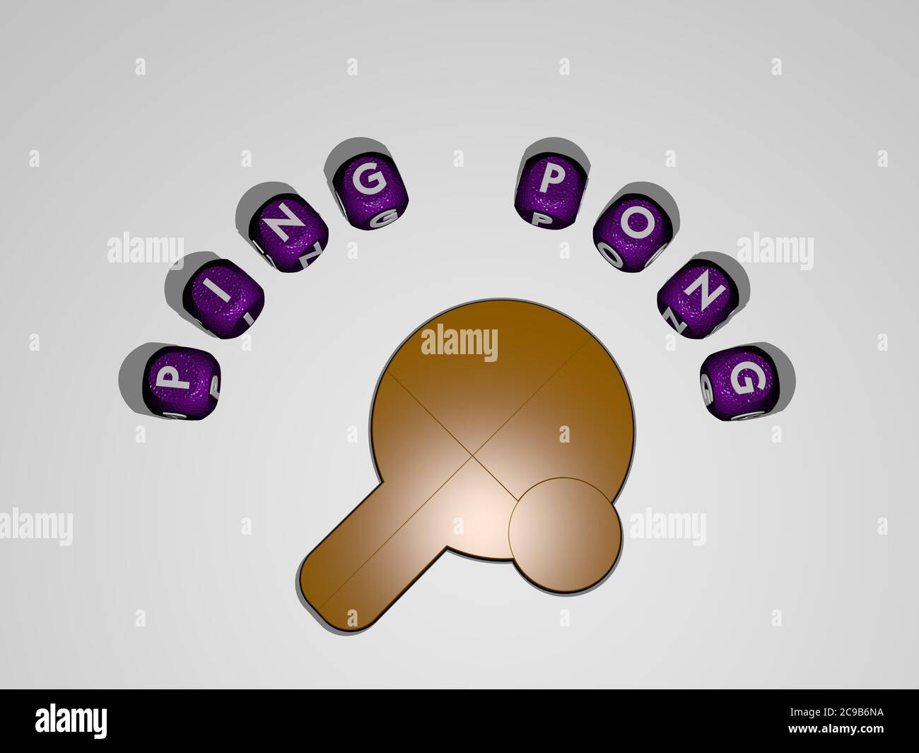 3D graphical image of ping pong vertically along with text built around ...