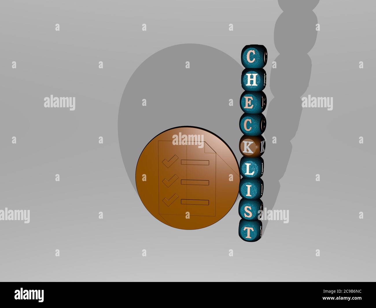 3D illustration of CHECKLIST graphics and text around the icon made by ...