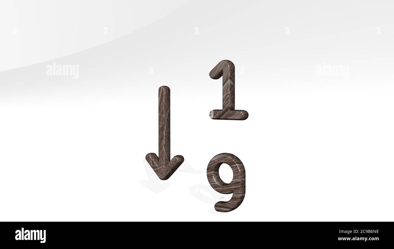 arrange number casting shadow with two lights. 3D illustration of ...