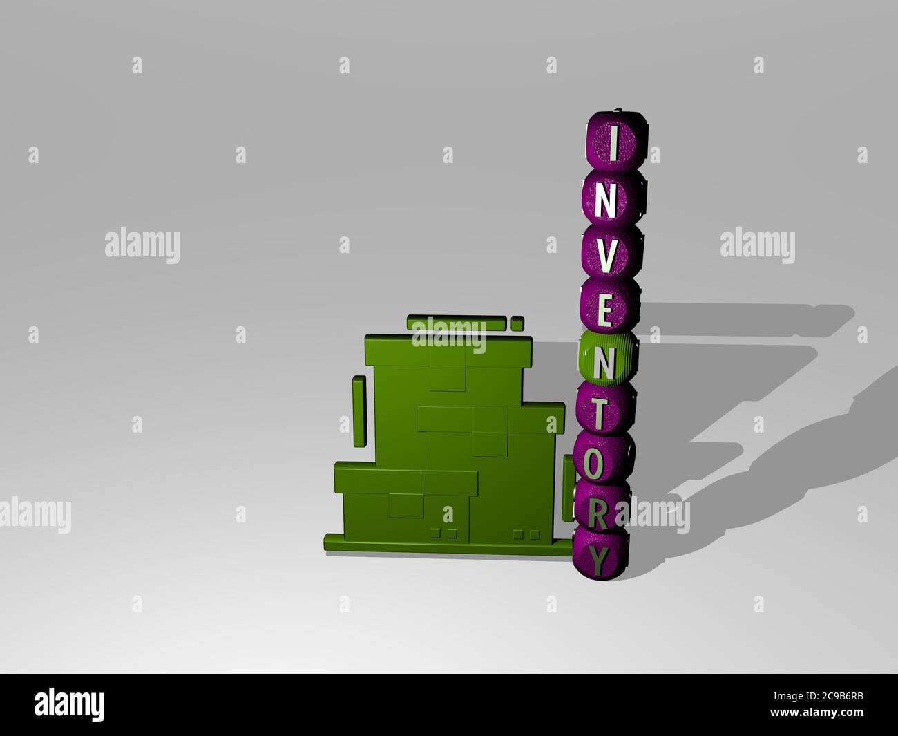3D graphical image of inventory vertically along with text built around ...
