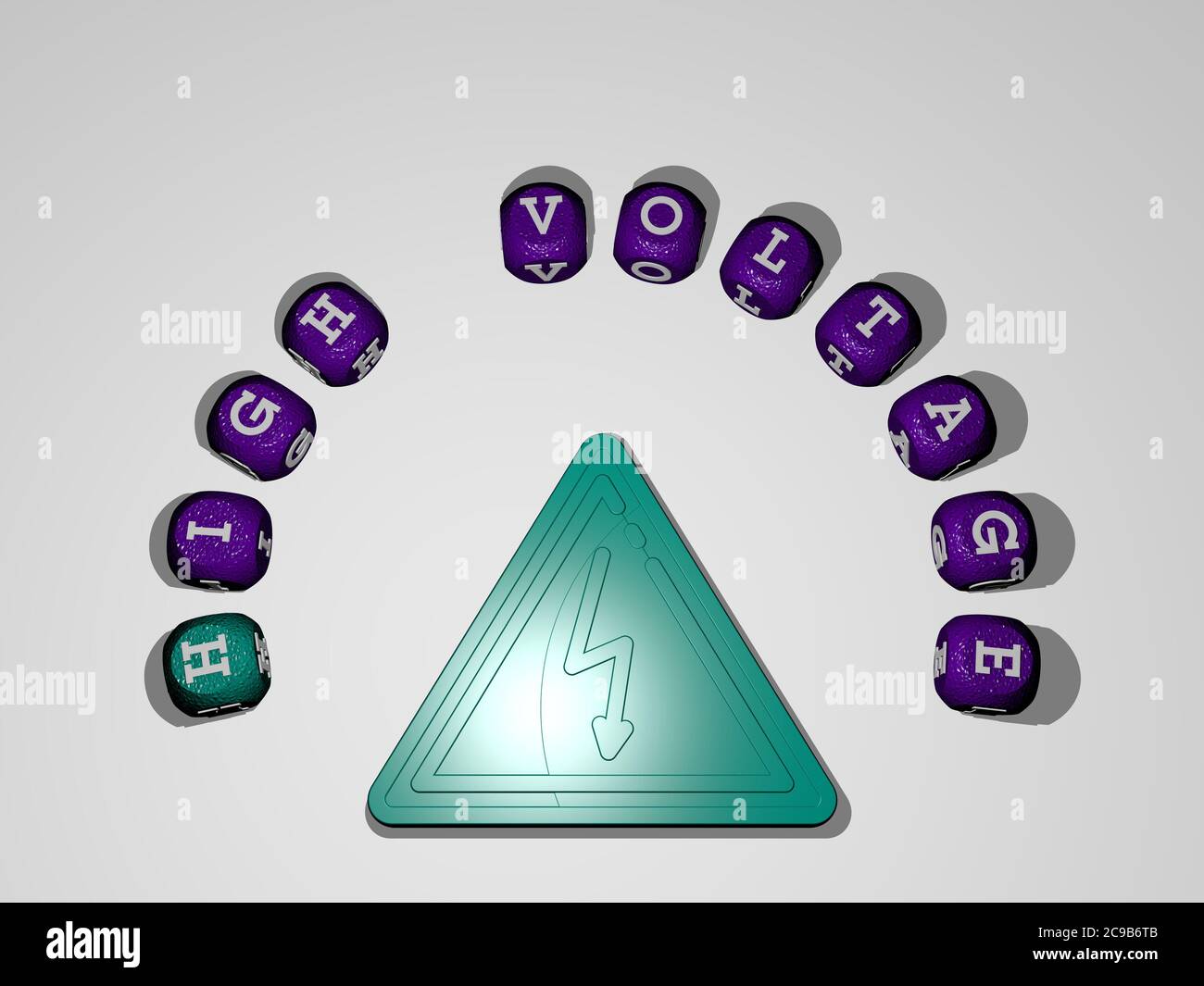 3D illustration of high voltage graphics and text around the icon made ...