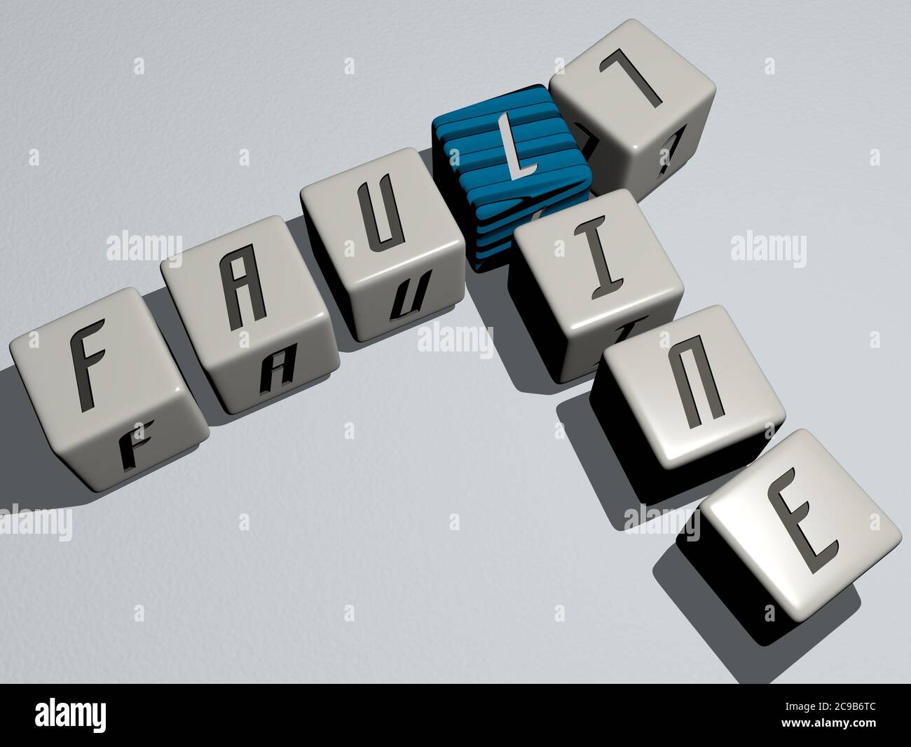 combination of fault line built by cubic letters from the top ...