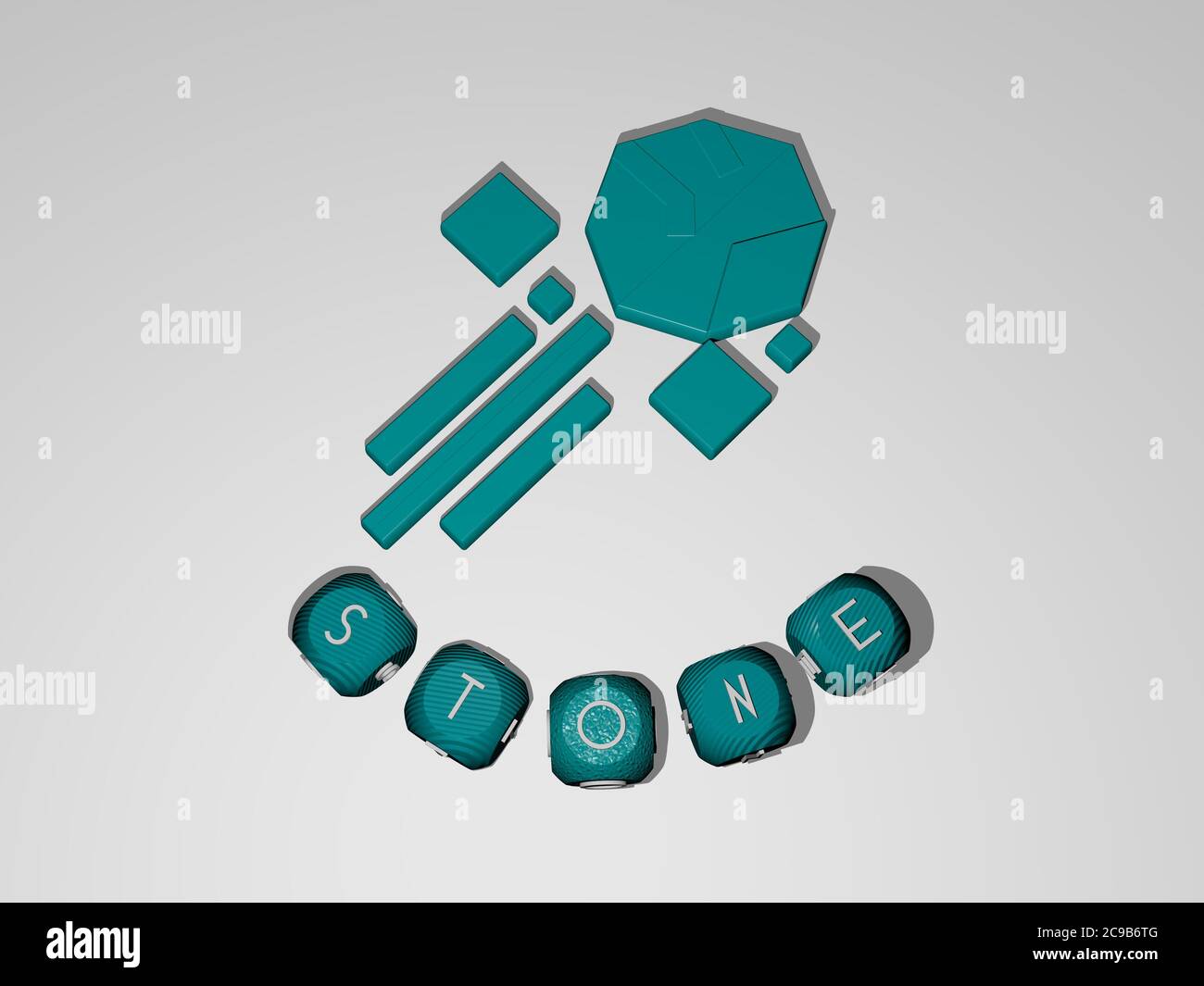 3D representation of STONE with icon on the wall and text arranged by ...
