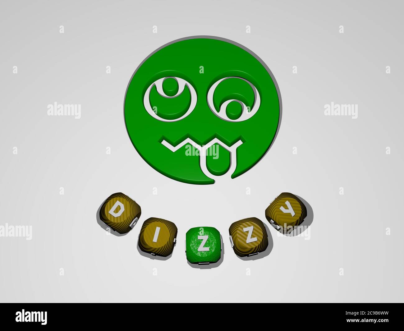 3D graphical image of dizzy vertically along with text built around the ...
