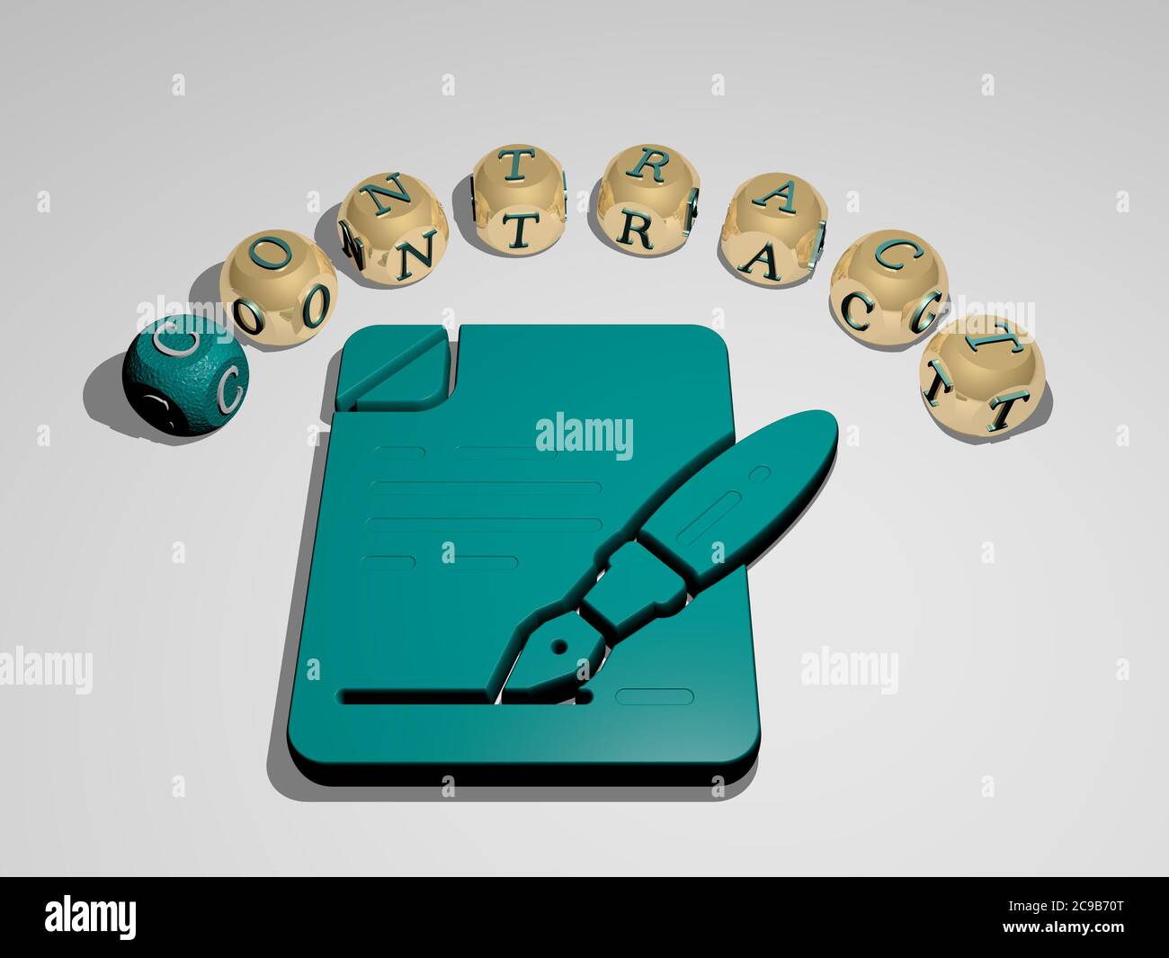 3D illustration of CONTRACT graphics and text around the icon made by ...