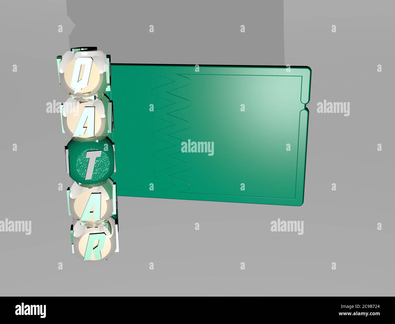 3D representation of qatar with icon on the wall and text arranged by ...