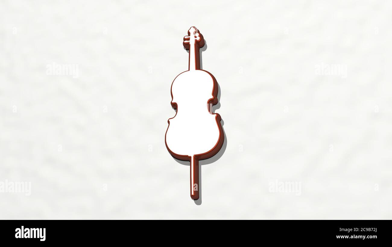 VIOLIN from a perspective on the wall. A thick sculpture made of ...