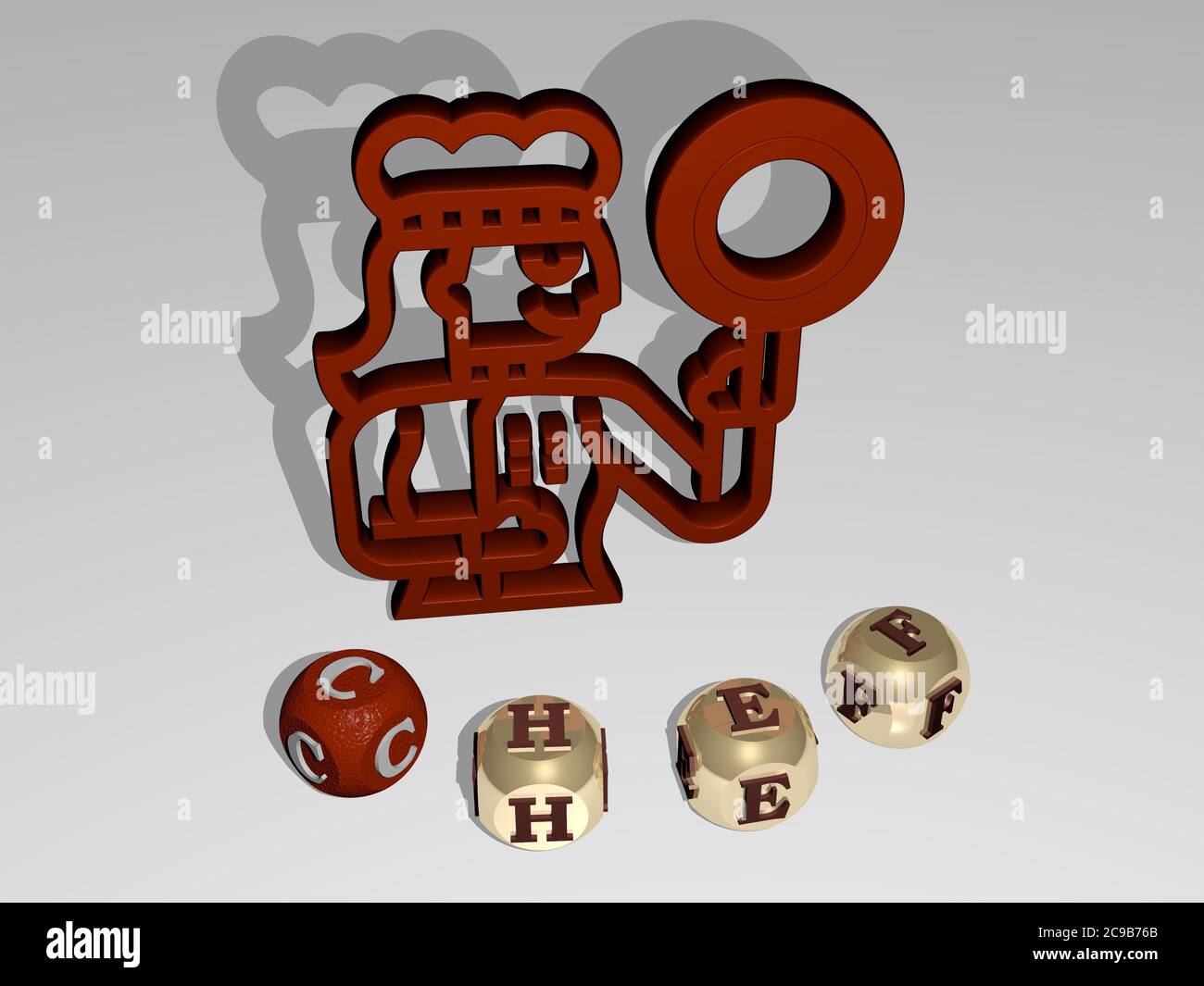 3D representation of CHEF with icon on the wall and text arranged by ...