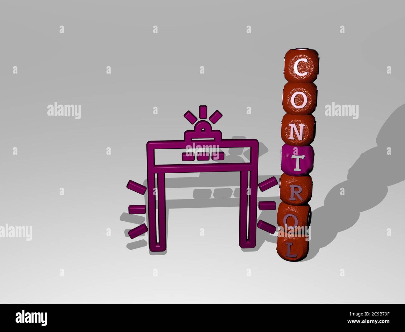 3D graphical image of control vertically along with text built around ...