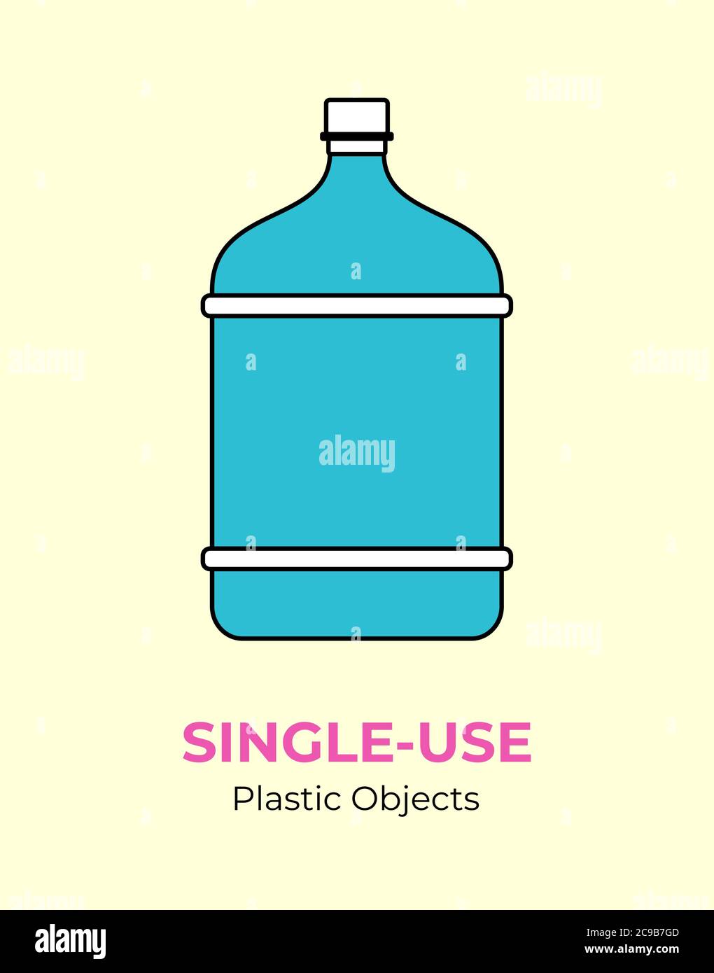 Big blue plastic bottle. Vector illustration of single-use recycling ...