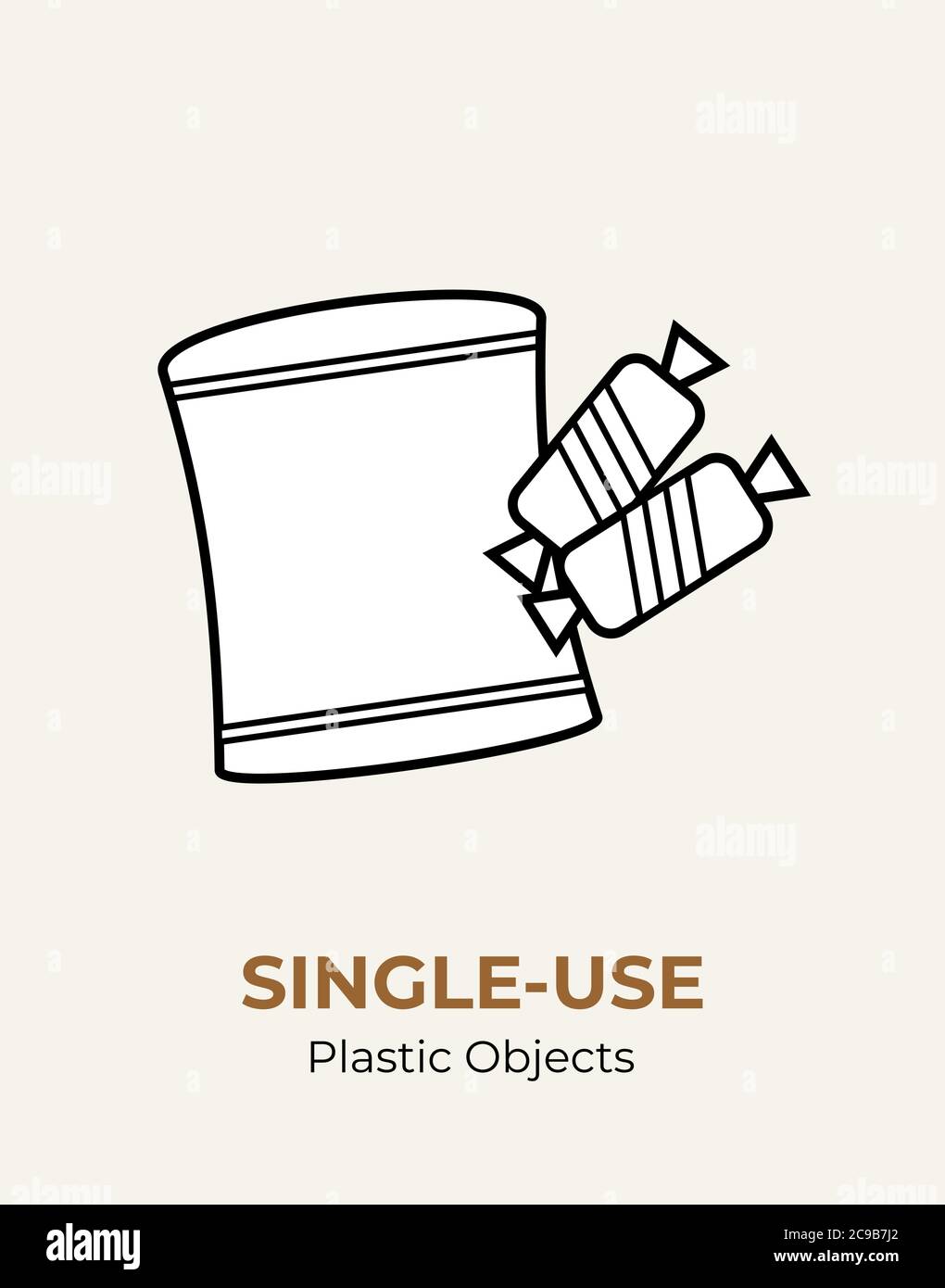 Single-use plastic crisps pouch and candy wrap. Vector illustration of ...