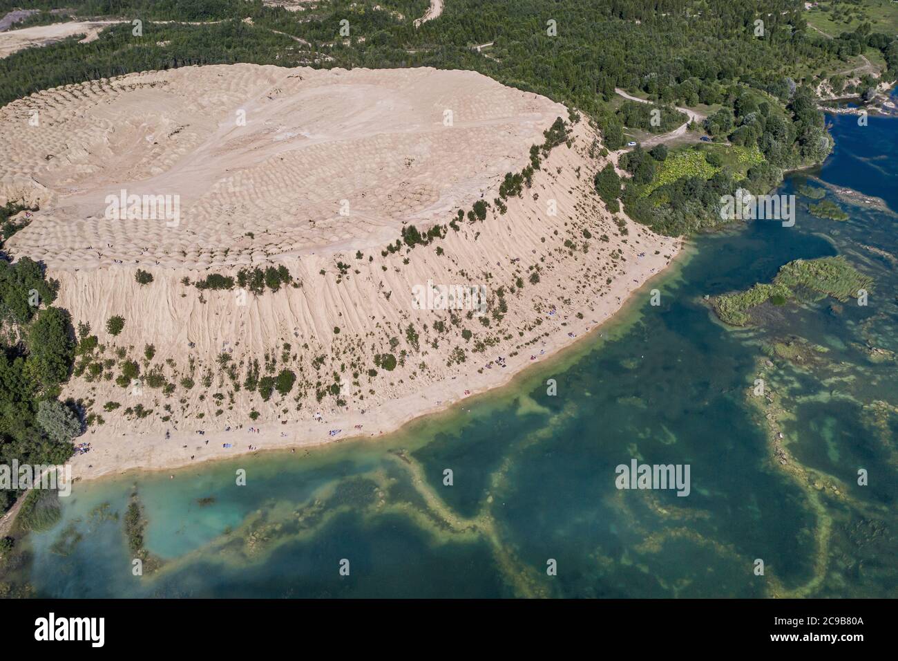 Aerial view of a sand pit in the form of dunes in Russia Stock Photo ...