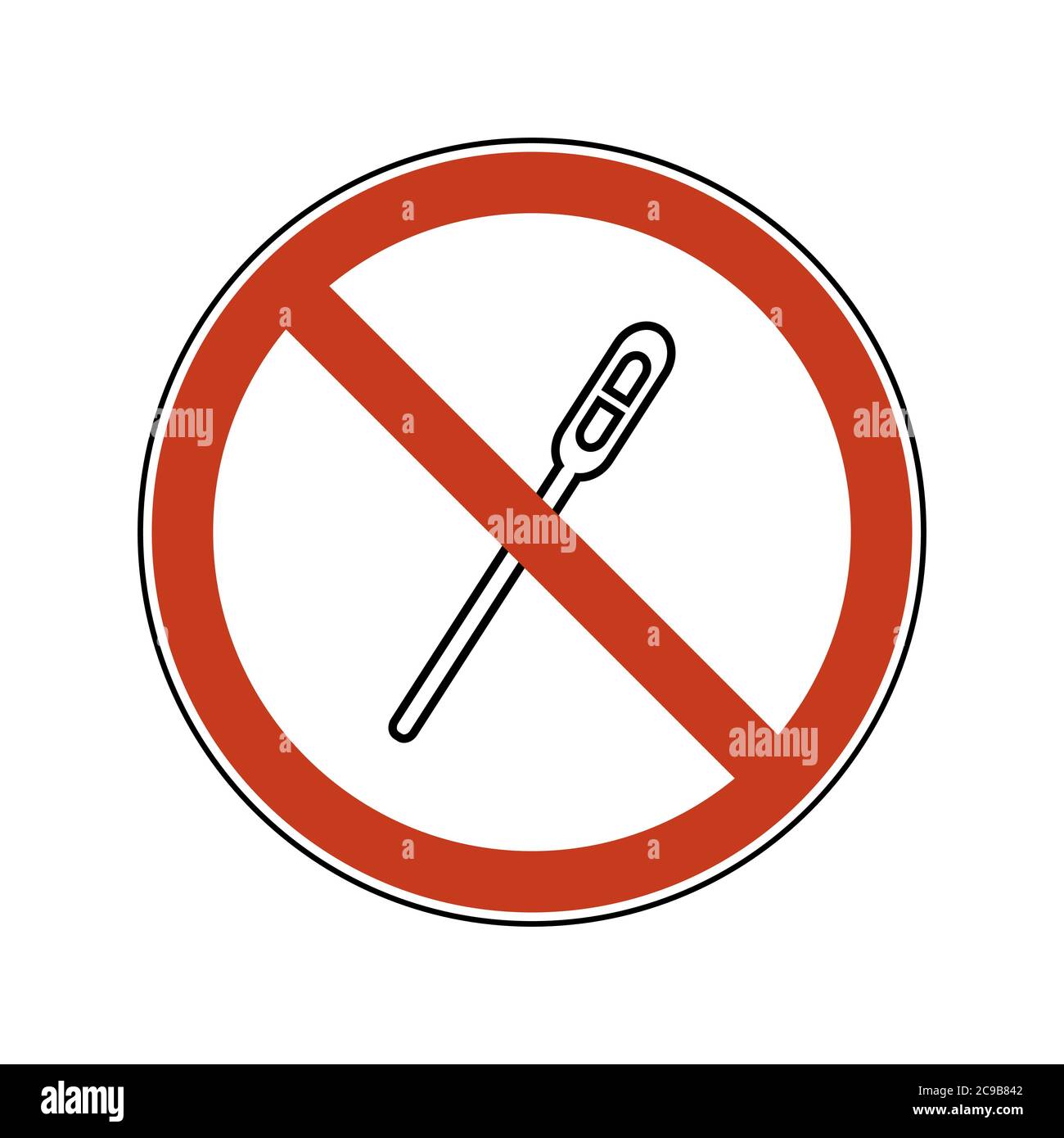 Prohibition sign with stirrer. Single-use plastic cutlery. Ban vector ...