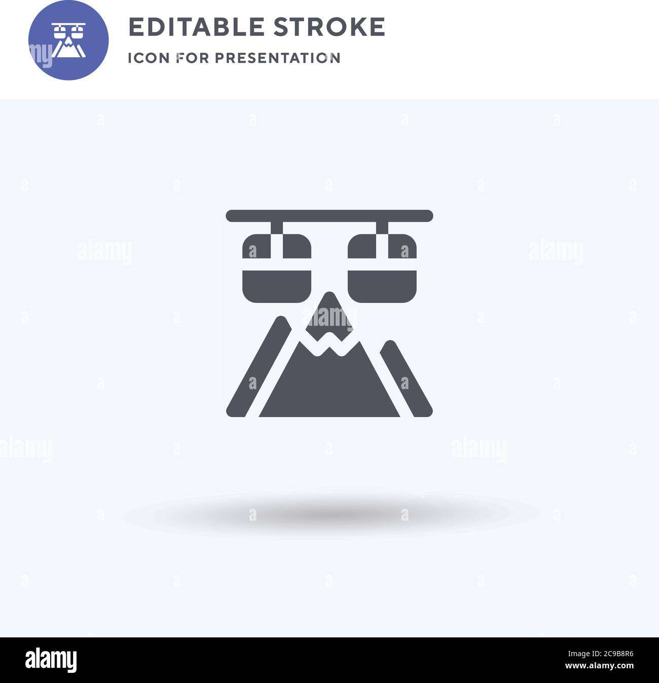 Cable Car icon vector, filled flat sign, solid pictogram isolated on ...