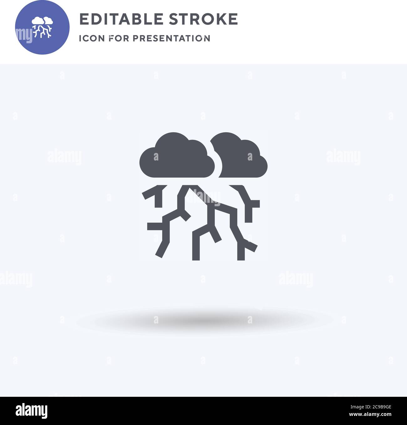Storm icon vector, filled flat sign, solid pictogram isolated on white ...