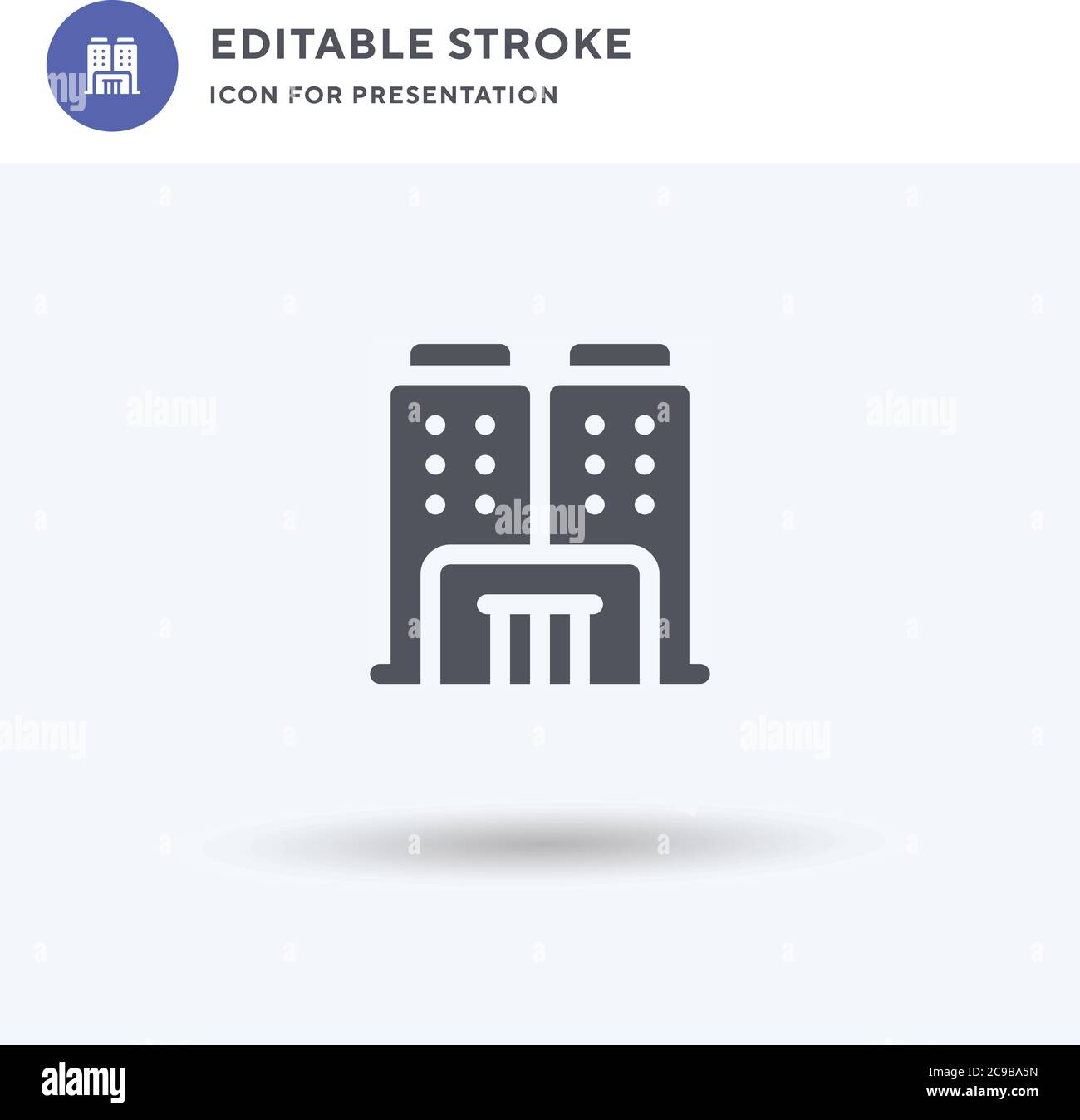 Hotel icon vector, filled flat sign, solid pictogram isolated on white ...