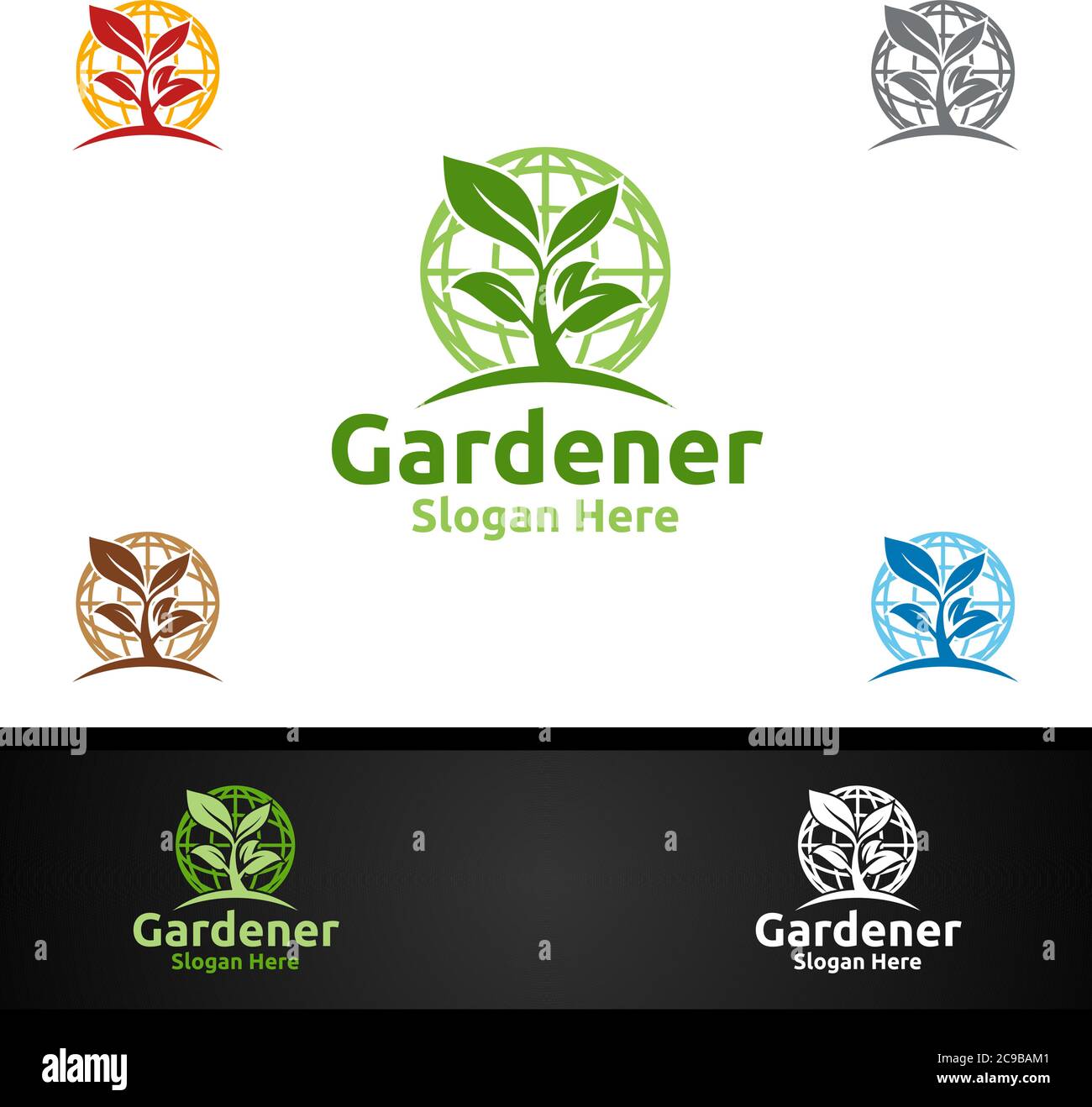Global Gardener Logo with Green Garden Environment or Botanical ...