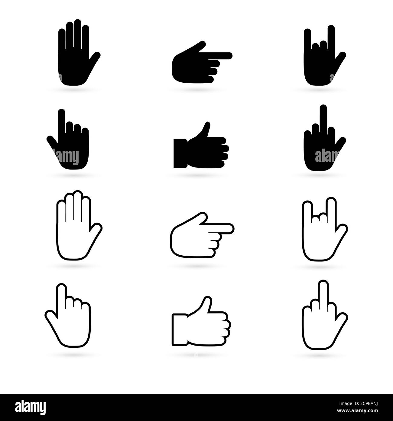 Set of simple icons with gestures. Symbols, vector hand gestures Stock Vector Image & Art - Alamy