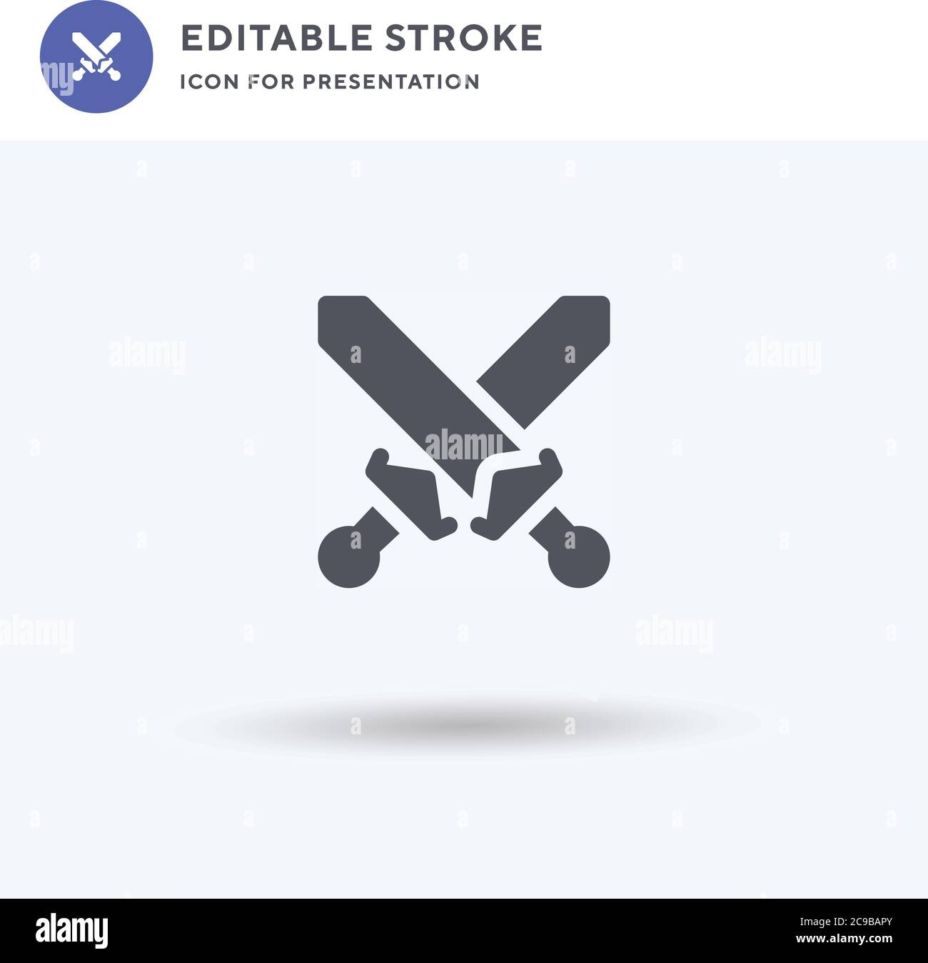 Swords icon vector, filled flat sign, solid pictogram isolated on white ...