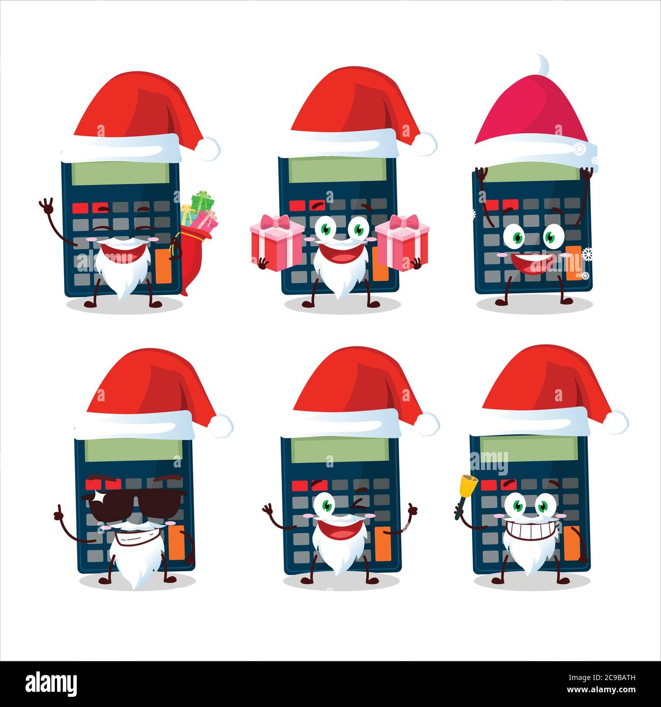 Santa Claus emoticons with calculator cartoon character Stock Vector ...