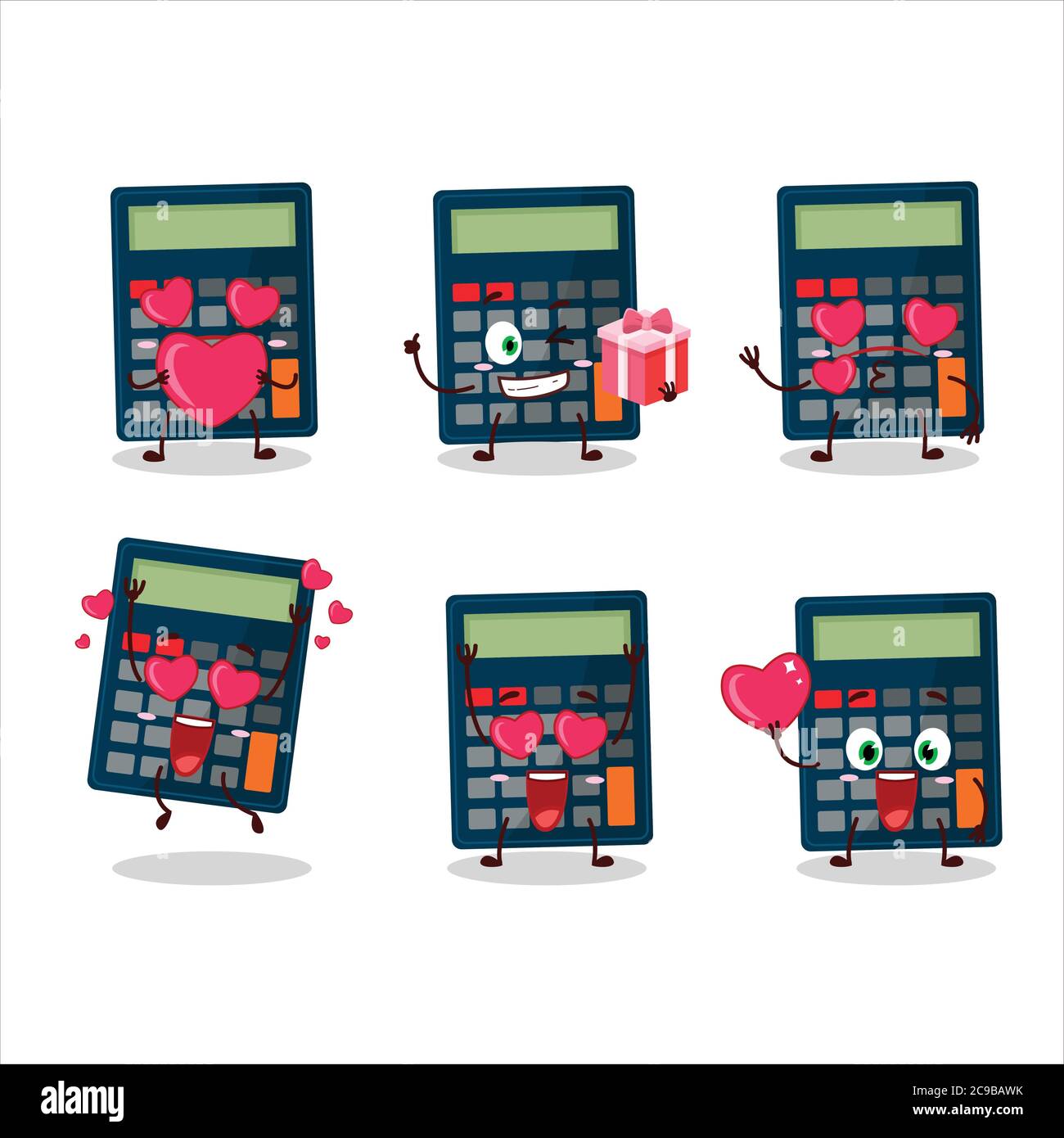 Calculator cartoon character with love cute emoticon Stock Vector Image ...