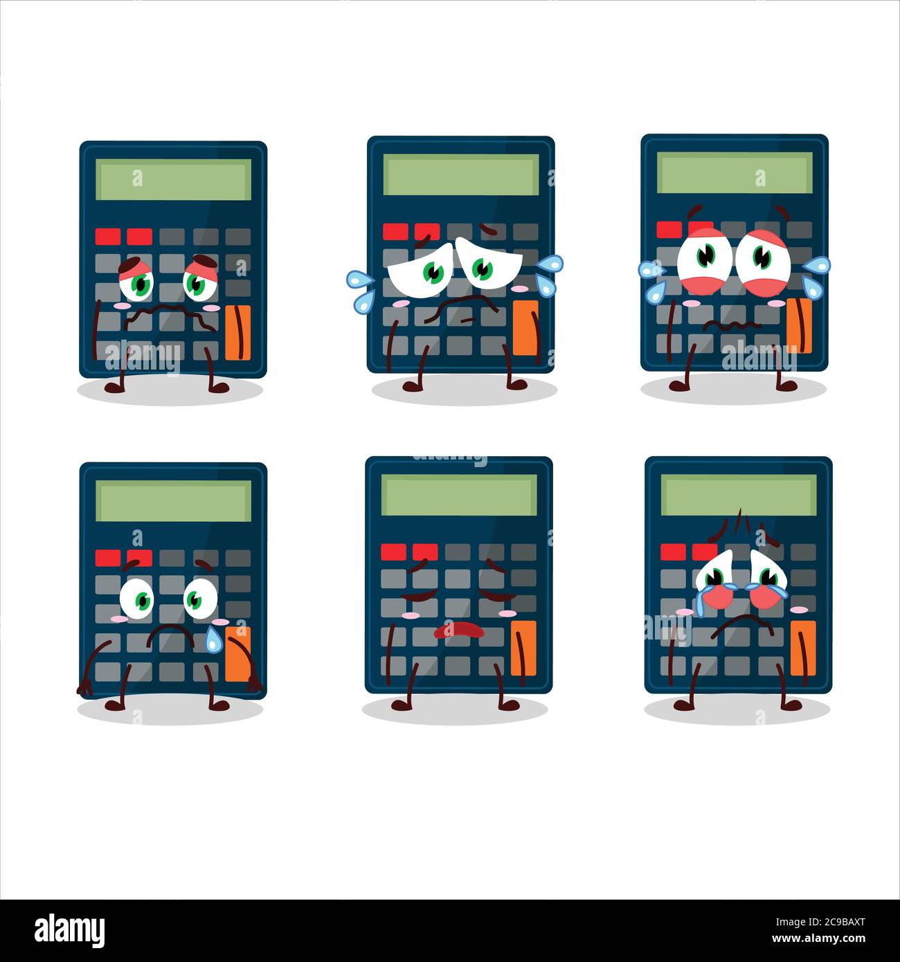 Calculator in cartoon character with sad expression Stock Vector Image ...