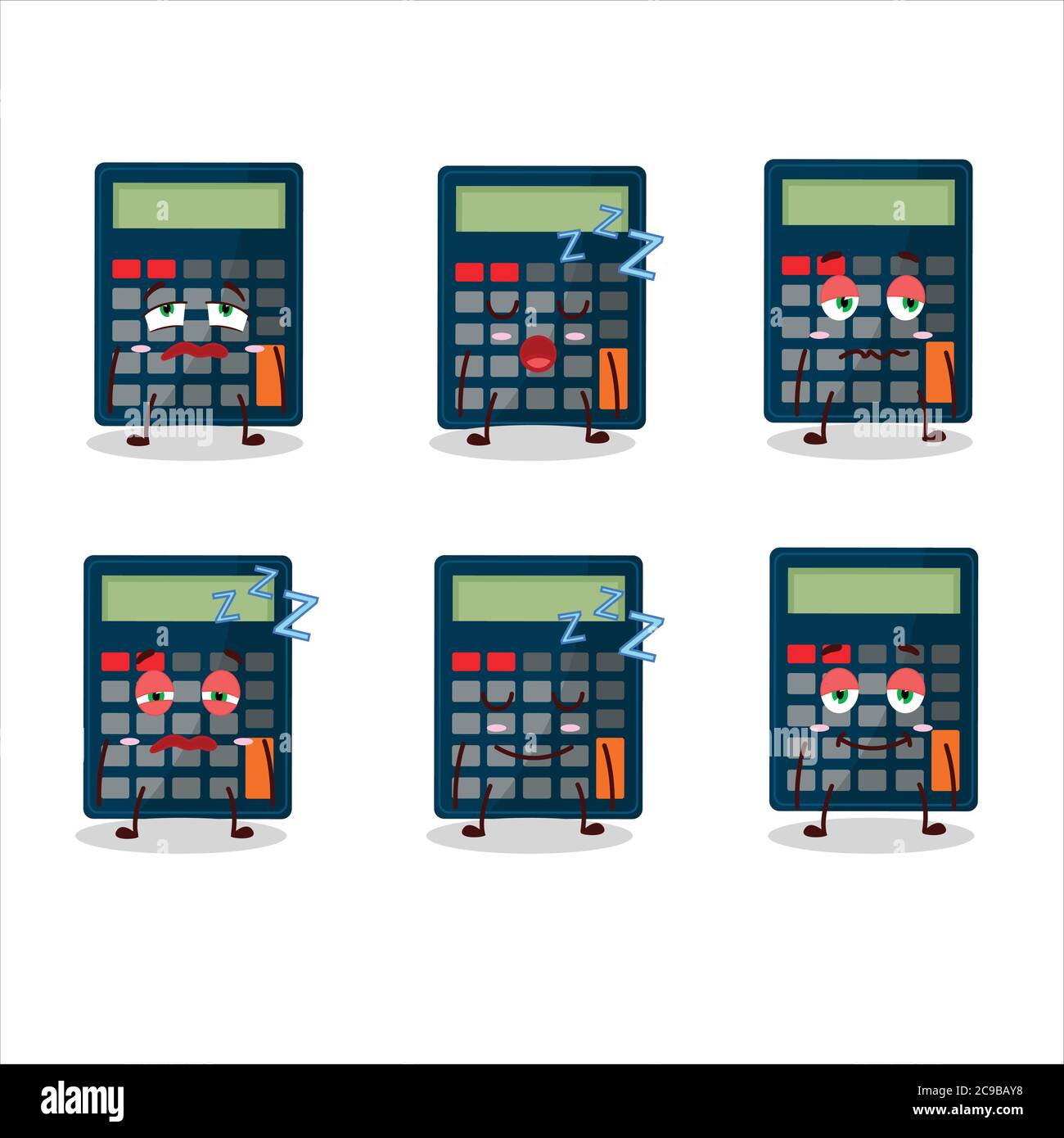 Cartoon character of calculator with sleepy expression Stock Vector ...