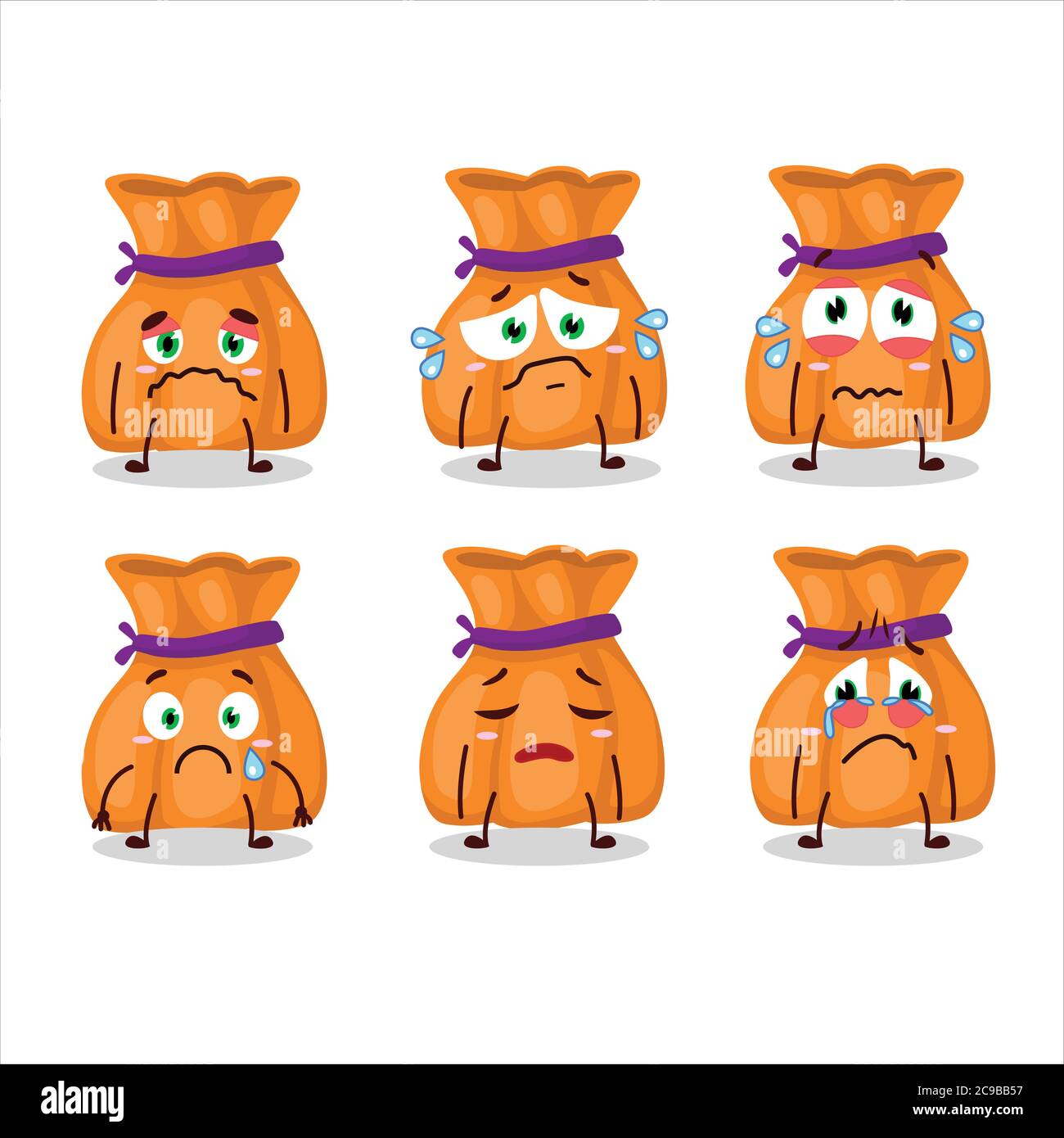 Orange candy sack cartoon character with sad expression Stock Vector ...