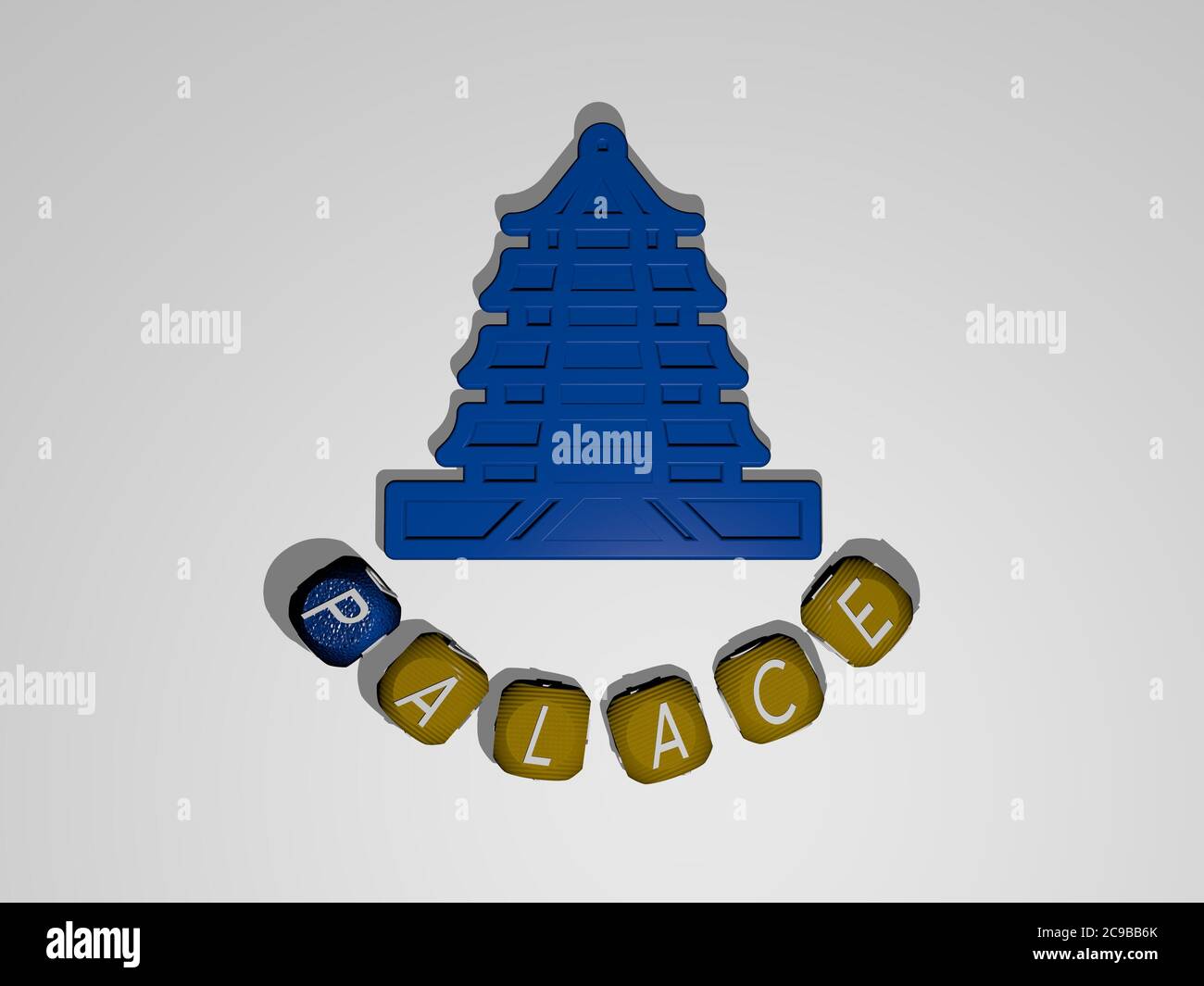 3D illustration of palace graphics and text around the icon made by ...