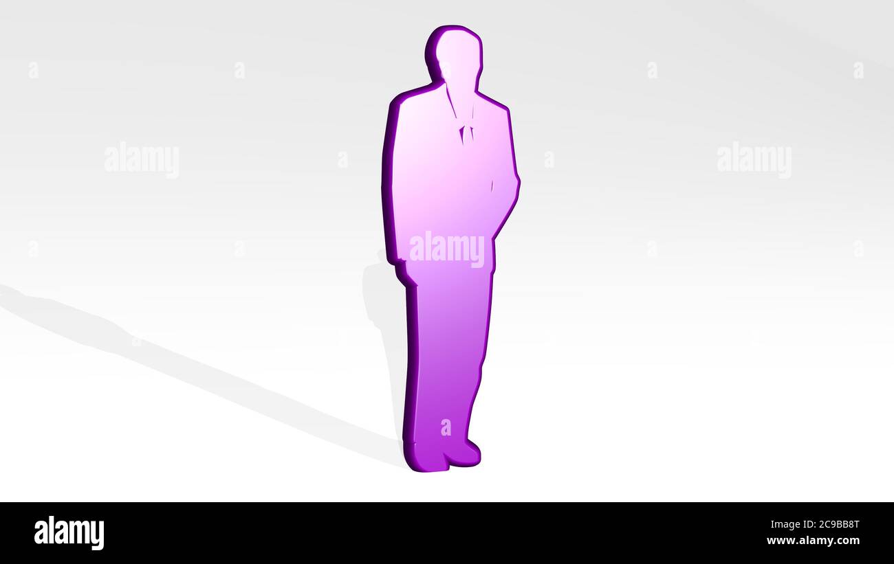 man made by 3D illustration of a shiny metallic sculpture with the ...