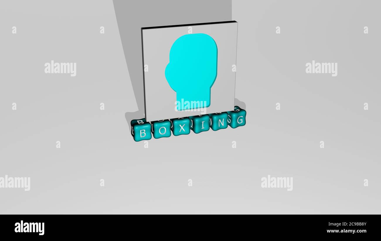 3D graphical image of boxing vertically along with text built by ...