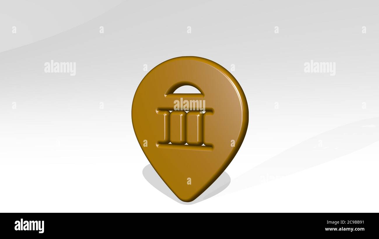 style three pin education stand with shadow. 3D illustration of ...