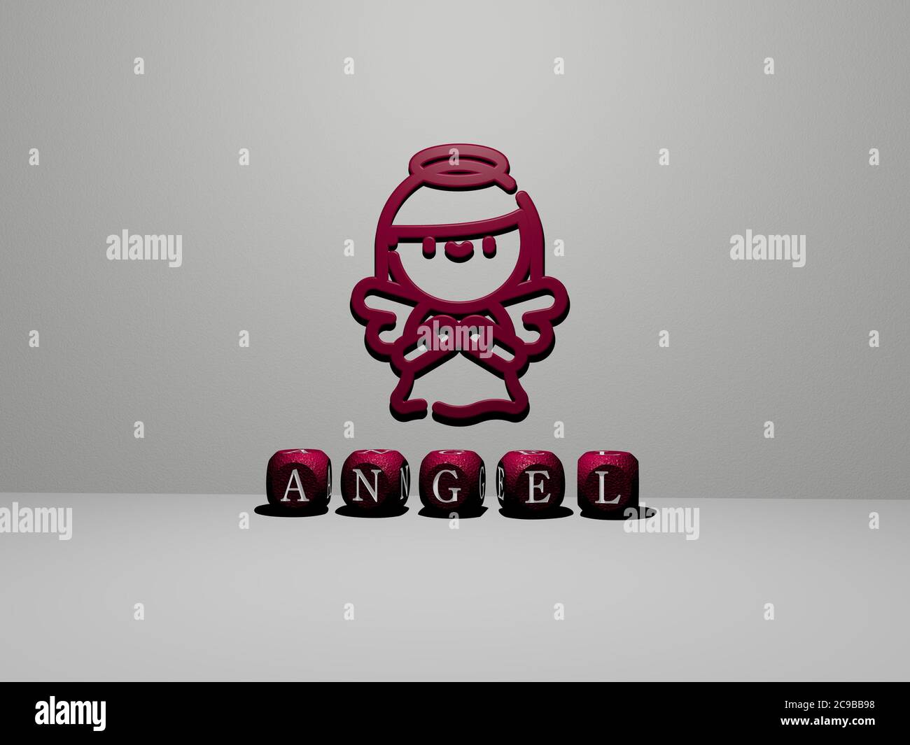 3D graphical image of angel vertically along with text built by ...