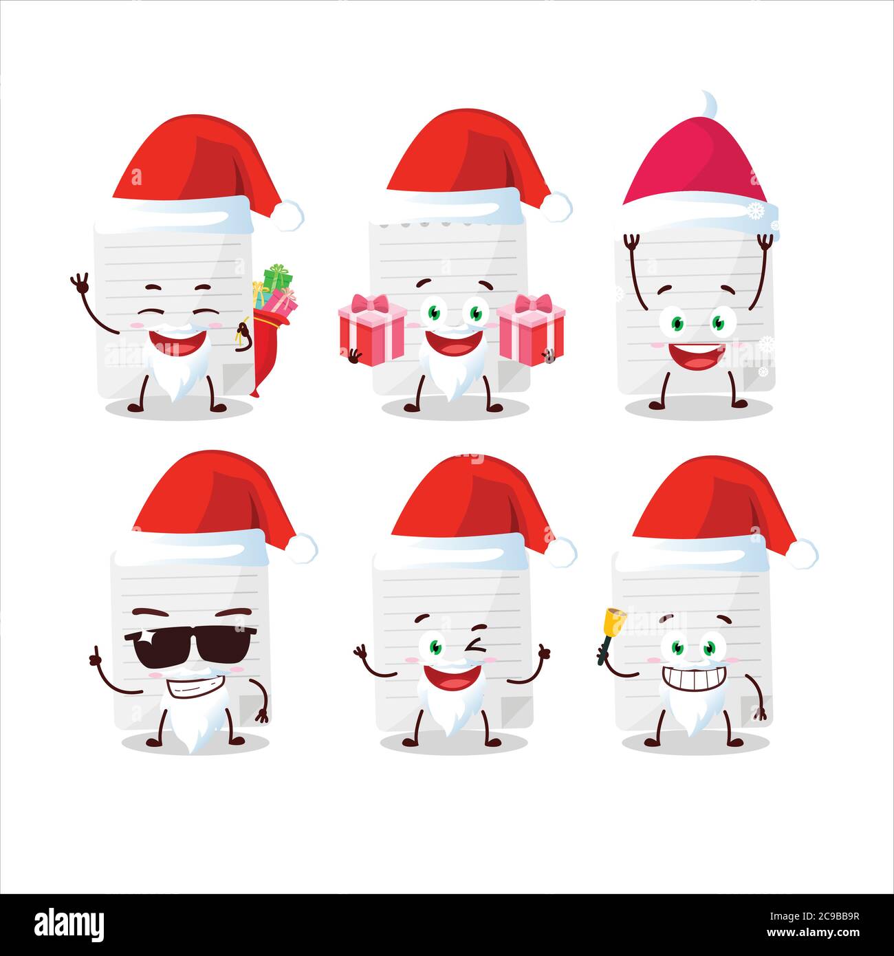Santa Claus emoticons with sticky notes cartoon character Stock Vector ...